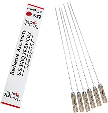 VJR 13 Inch Stainless Steel Skewer Square Rod with Wood Handle (Set of ...