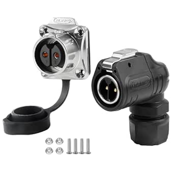 Amazon.com: CNLINKO LP-20 2 Pin 90° Angle Waterproof Connector Electrical Power Plug Flange ...