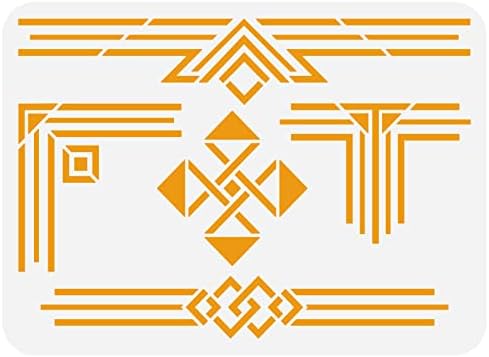 FINGERINSPIRE Geometric Border Stencil 29.7x21cm Art Decor Frames ...