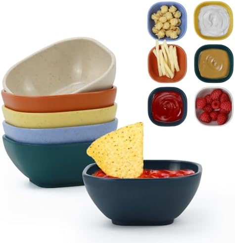 Amazon.com | 8 Pack Small Bowls, 4.5 OZ Wheat Straw Bowls Soy Sauce ...