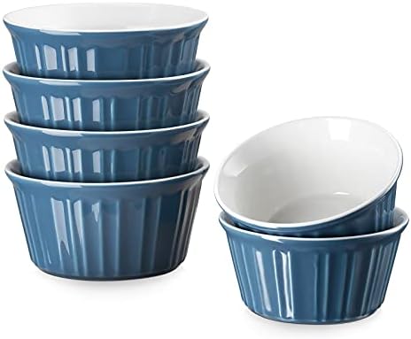 LIFVER 6 oz Porcelain Ramekins Bowls for Souffle, Creme Brulee, Classic ...