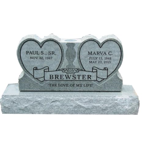 Amazon.com: Headstone - Double Hearts - large companion - vase cored w ...