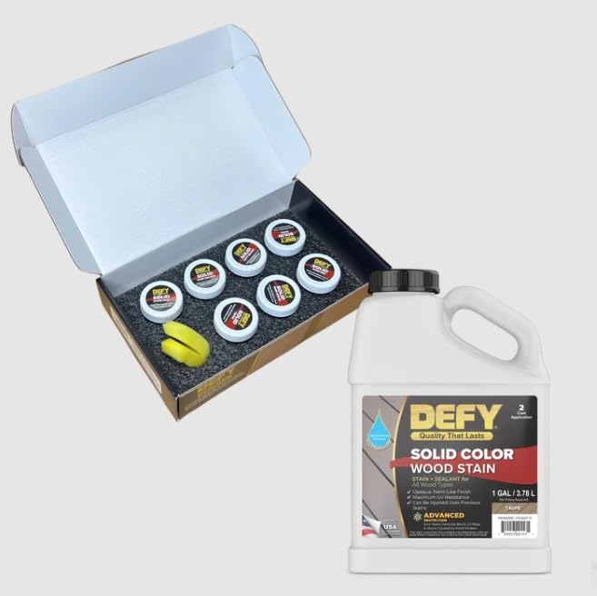 DEFY Solid Color Wood Stain - 7 Color Samples, 1 Oz - Long-Lasting Deck ...