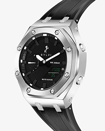Buy Sylvi RIG One Silver Black Silicone Strap Black Dial Watch for Men ...