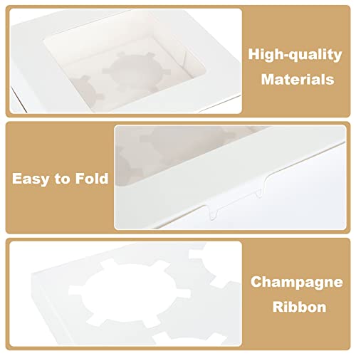 ASelected 50Pcs Cupcake Boxes 4 Hole Cake Boxes with Window Inserts and ...