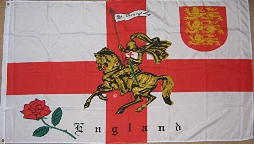 England Rose and Lion Charger St George 5'x3' Flag : Amazon.co.uk: Garden