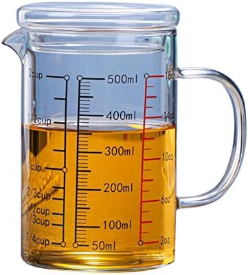 Amazon.com: Glass Measuring Cup with Lid, Glass Beaker with Handle and ...