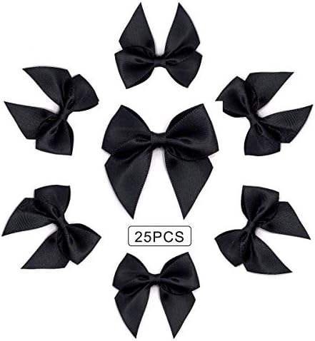 Amazon.com: Mini Satin Ribbon Bows with Sticky Tabs,25pcs Black Little ...