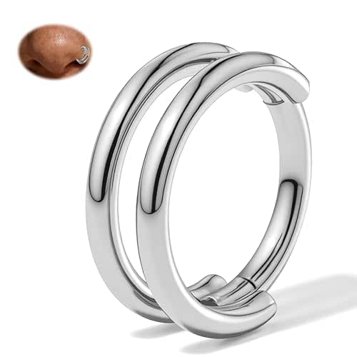 Amazon.com: BTIFPNS G23 Titanium Nose Rings Hoops 16G Double Hoop Nose ...