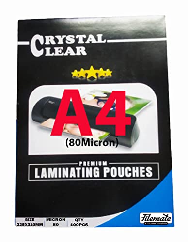 Buy Filemate A4 Size Lamination Pouch (80 Micron)(Pack of 100pcs)(225 X ...