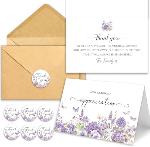 Amazon.com: HiABNRT Funeral Thank You Cards with Envelopes, Set of 50 ...