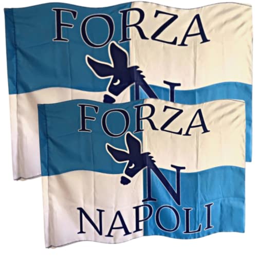 NARAMAKI Forza Napoli Flag – 2 Flags with “Forza Napoli” Lettering 90× ...