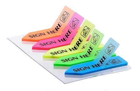 Appropriate™ Neon Prompt Me Flags Sign Here 25 Sheets Regular, 5 Colors ...
