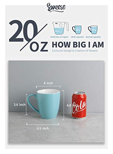 Snapklik.com : Sweese Porcelain Coffee Mugs - 20 Ounce - Set Of 6