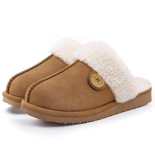 Litfun Fuzzy Slippers for Women with Memory Foam Winter Fluffy House ...