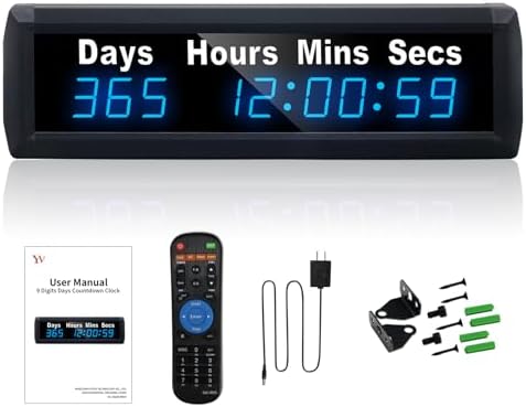 Digital 999 Days Countdown Timer, Count Up/Count Down Clock with Remote, 12/26 Hour Real Time ...