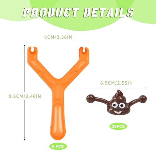 42 Pcs Funny Poo Slingshot Toy Set, 6 Slingshot and 36 Poo Bullets ...
