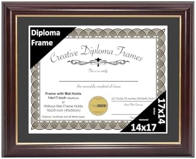 Amazon.com - Creative Picture Frames 14x17 Mahogany Gold Rim Diploma ...