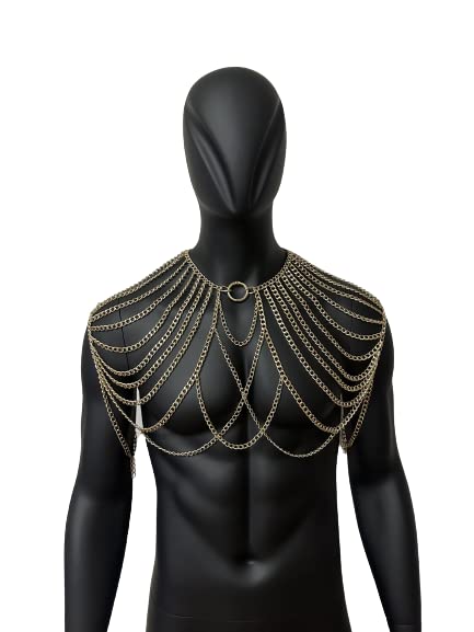 Amazon.com: Men Harness Shoulder Man Body Chain Gold Ring body chains ...