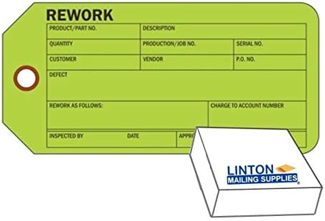 Amazon.com : REWORK Tags, 6-1/4" x 3", Fluorescent Green, Dispenser ...
