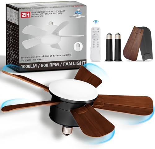 Minmup 17" Socket Fan Light with Remote and 2 Socket Extenders ...