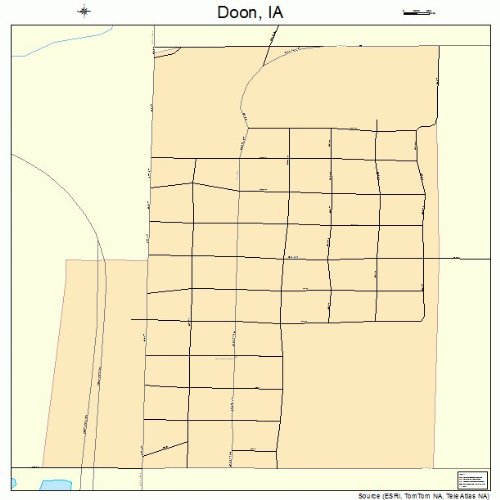 Large Street & Road Map of Doon, Iowa IA - Printed poster size wall ...