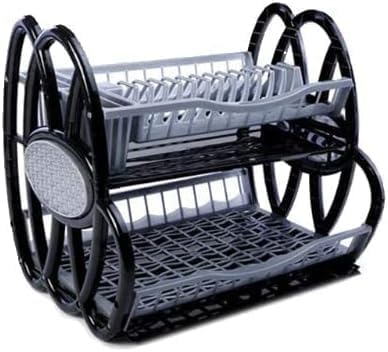 Best House Double Plastic Dish Rack, 2 Tier Double Dish Drainer Rack ...