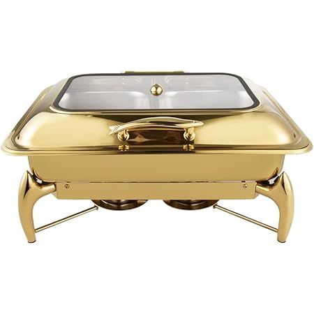 Amazon.com: HONHPD 6.8-Quart Gold Round Chafing Dishes, Stainless Steel Chafers and Buffet ...
