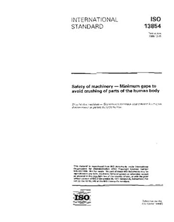ISO 13854:1996, Safety of machinery - Minimum gaps to avoid crushing of ...