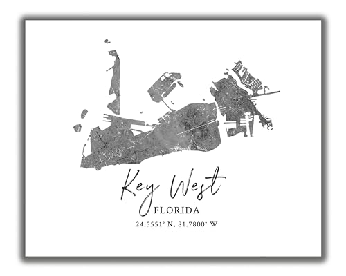 Amazon.com: Key West FL Map Wall Art Print - 8x10 Silhouette Decor ...