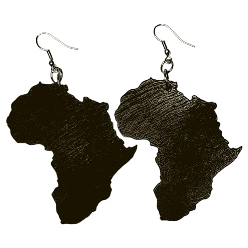 Amazon.com: Wooden African Map Earrings (Black) : Handmade Products