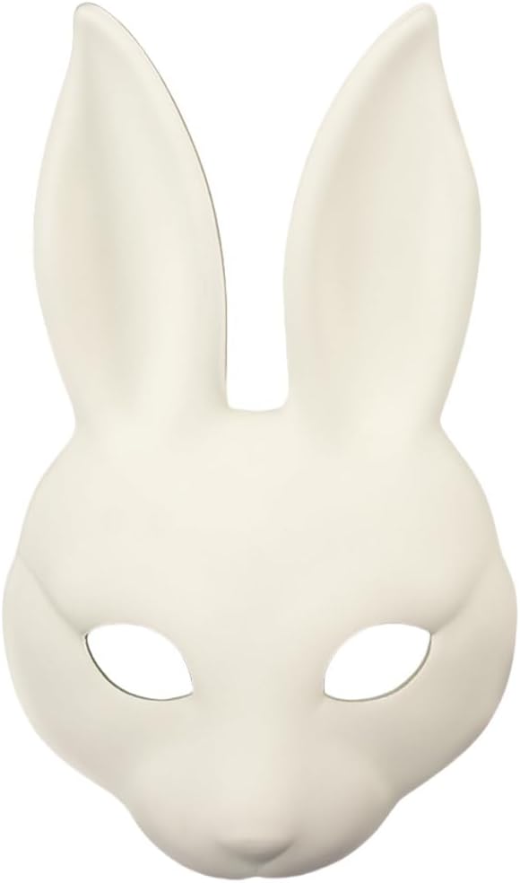 Amazon.com: Hosfairy 1Pcs Halloween DIY Rabbit Mask White Bunny Mask ...