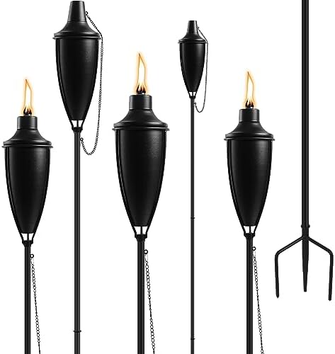Amazon.com : TaoTazon 6 Packs Metal Garden Torches for Outside, 16oz ...
