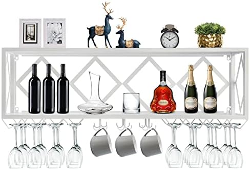 Amazon.com: Cbhfmljd Wall-Mounted Wine Rack Bar Unit Floating Shelves ...