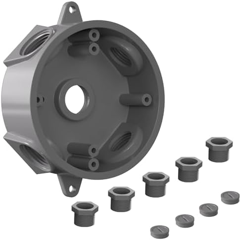 Weatherproof Round Electrical Outlet Box, 5 Hole-1/2 or 3/4 ...