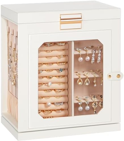 Amazon.com: SONGMICS Jewelry Box 360° Rotating, Jewelry Storage Case ...