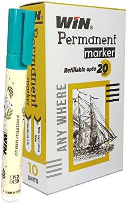 WIN Permanent Marker | 10 Green Ink Markers | Bullet Tip | Smudge Proof ...