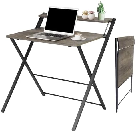 Amazon.com: JIWU 2-Style Folding Desk for Small Space, No Assembly ...
