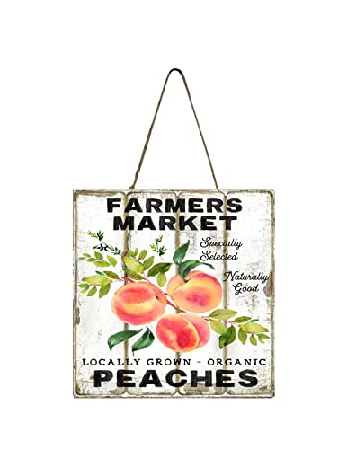 Amazon.com: Farmers Market Peaches Wood Mini Sign 5" x 5" : Home & Kitchen
