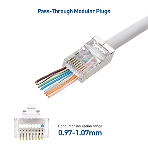 Cable Matters 100-Pack Cat 6A Shielded RJ45 Connector Pass Through (Cat ...