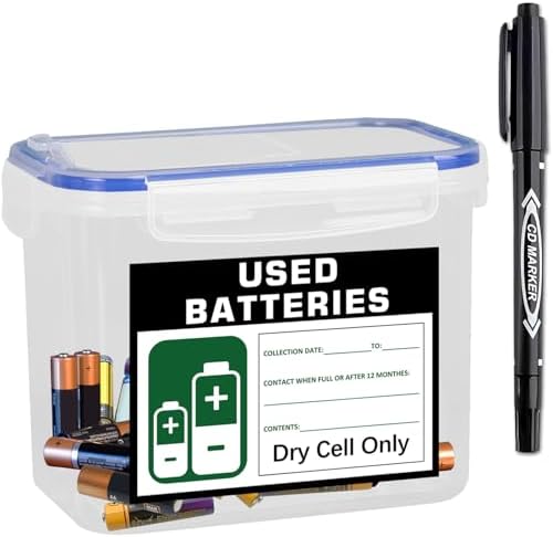 Amazon.com: merrisport Battery Disposal Container for Used Dry Cell ...