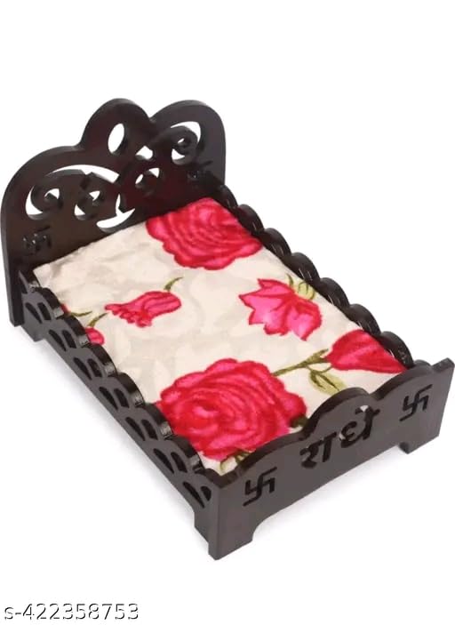 Wooden Decorative MDF Pine Wood Beautiful Laddu Gopal Bed Singasan Only ...