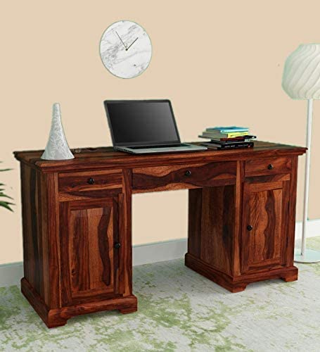RaazWood Solid Sheesham Wood Study and Writing Tables with 3 Drawer for ...