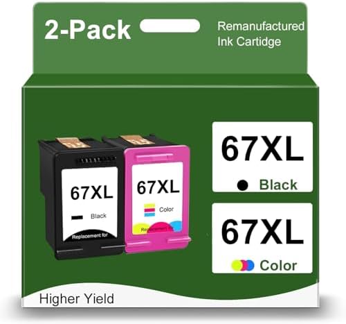 67 Ink Cartridges Black and Color Combo Pack Replacement for HP Ink ...
