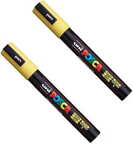 Posca PC-5M Paint Marker Art Pens - 1.8-2.5mm Nib - Pack of 2 (Yellow ...