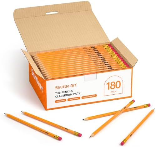 Shuttle Art #2 HB Pencils with Rubbers, 180 Pack Bulk Pencils ...