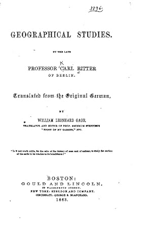 Geographical studies: Ritter, Carl: 9781533011237: Amazon.com: Cell ...