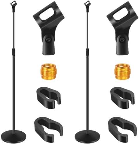 Amazon.com: Copkim 2 Sets Mic Stand Round Base Microphone Stand ...