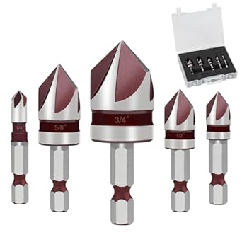 Countersink Drill Bit Set for Metal,Lytool 5Pcs 1/4'' Hex Shank ...