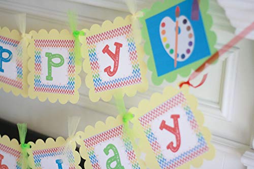 Amazon.com: Happy Birthday Primary Color Chevron Paint Coloring Art ...